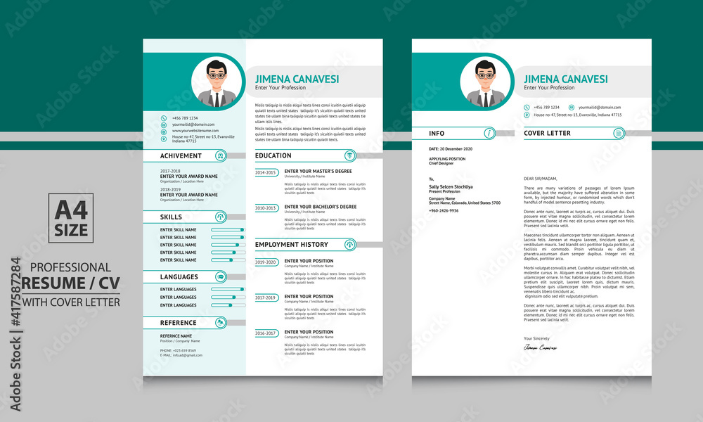 Jimena Canavesi professional one page cv format resume template with ...