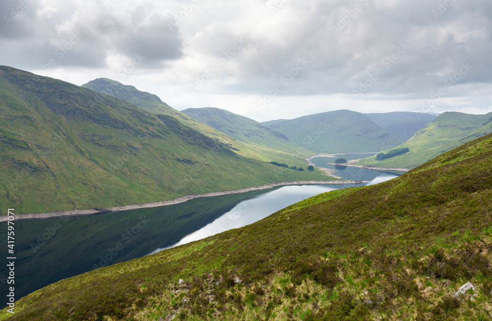 Loch Daimh with the mountain summits of Stuc an Lochain, Meallan Odhar ...