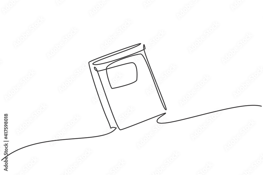 Single continuous line drawing of elementary school note book. Back to ...