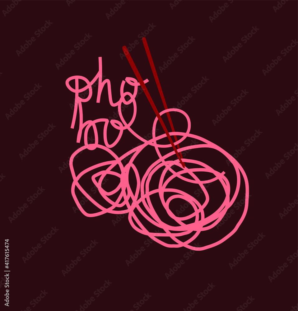 vector illustration. pho bo logo. pan-asian cuisine clipart. vietnamese ...