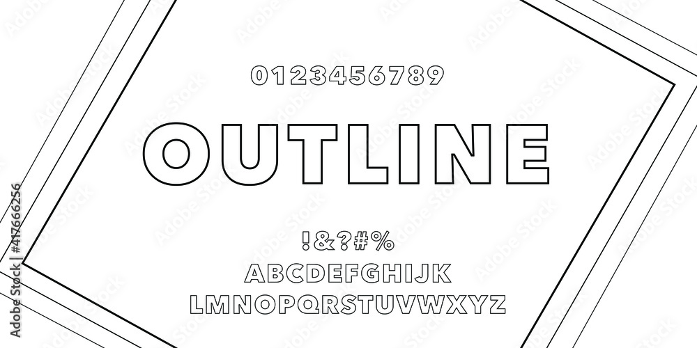 Modern abstract outline font and alphabet. Geometric technology font ...