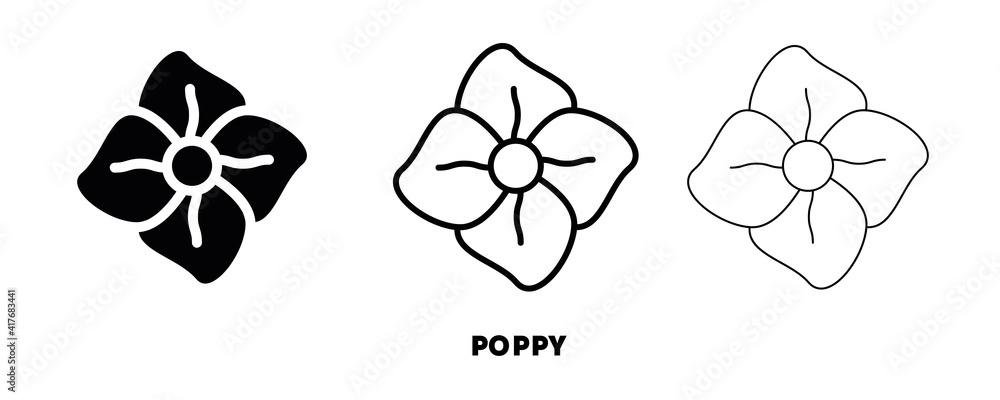 Anzac day poppy flower symbol icon design. The poppy flower is the ...