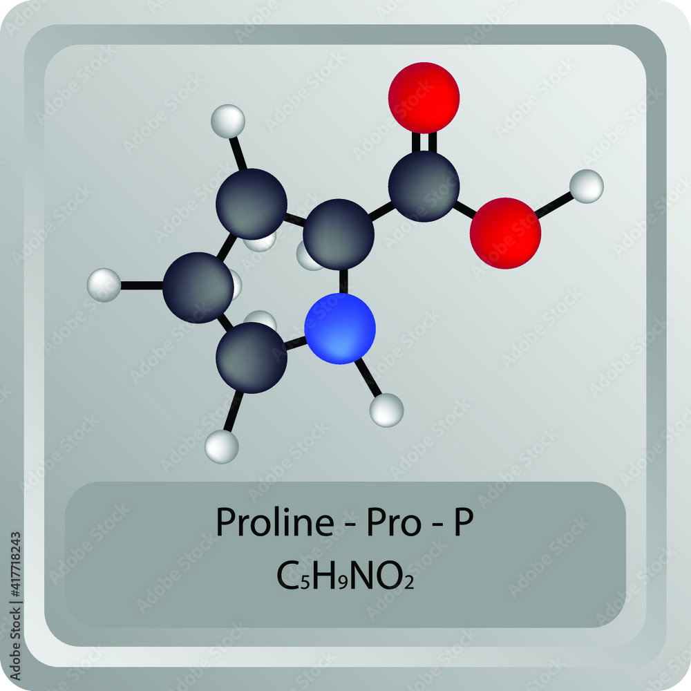 Proline - Pro - P - Amino Acid chemical structure. Molecular formula ...