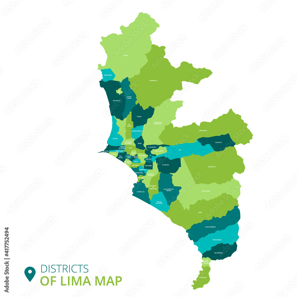 Vector de Stock distritos de lima map desde peru | Adobe Stock