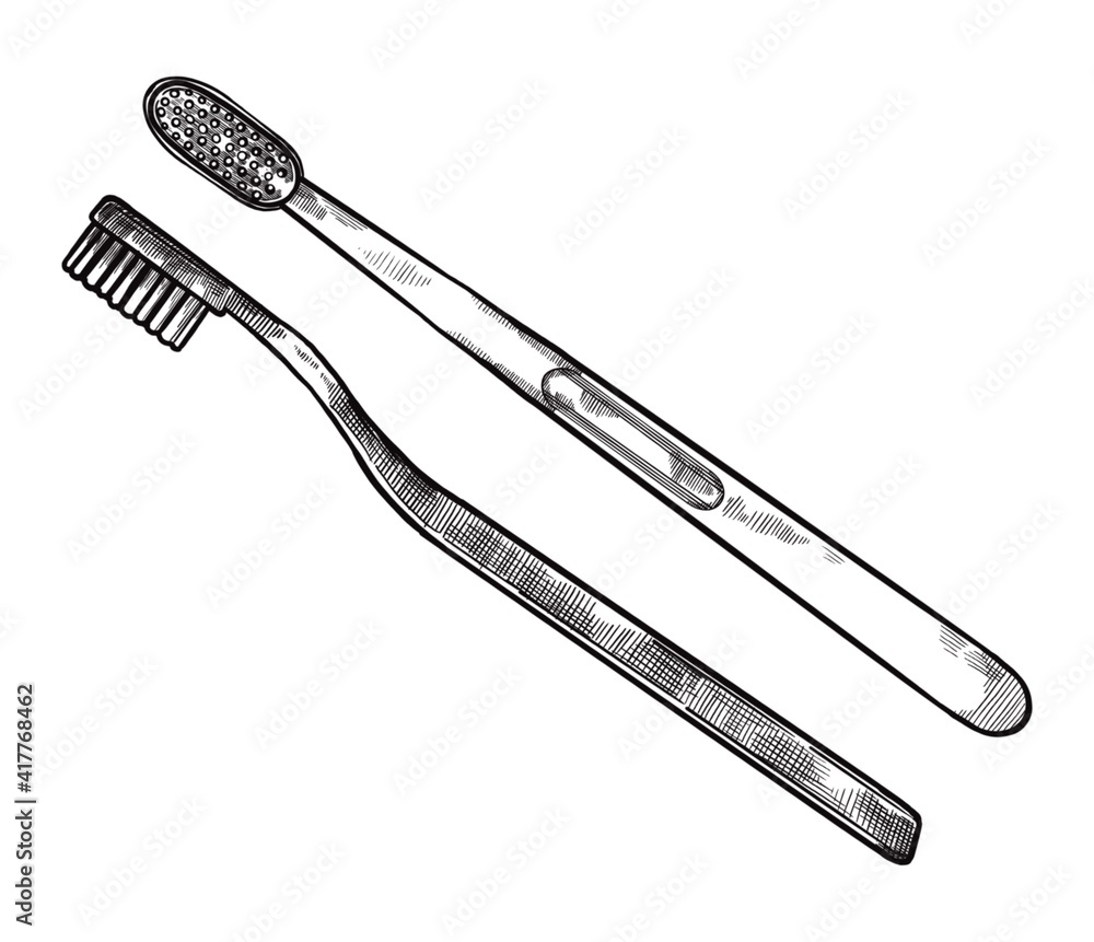Hand drawing, line art, engraving, ink Dental Cleaning Tools ...