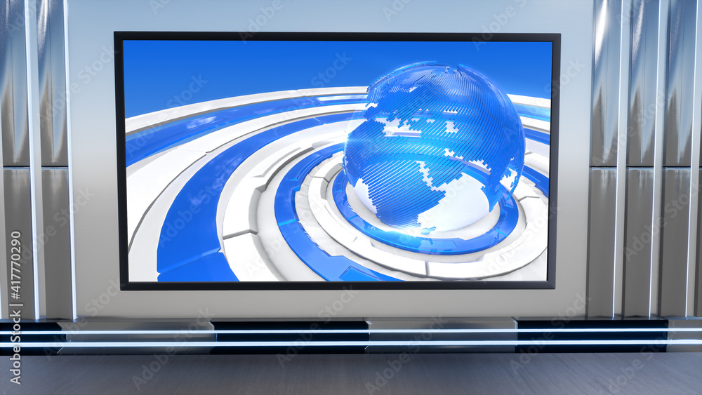 News Studio, Backdrop For TV Shows .TV On Wall.3D Virtual News Studio ...