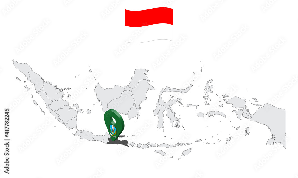 Location of Province East Java on map Indonesia. 3d East Java flag map ...
