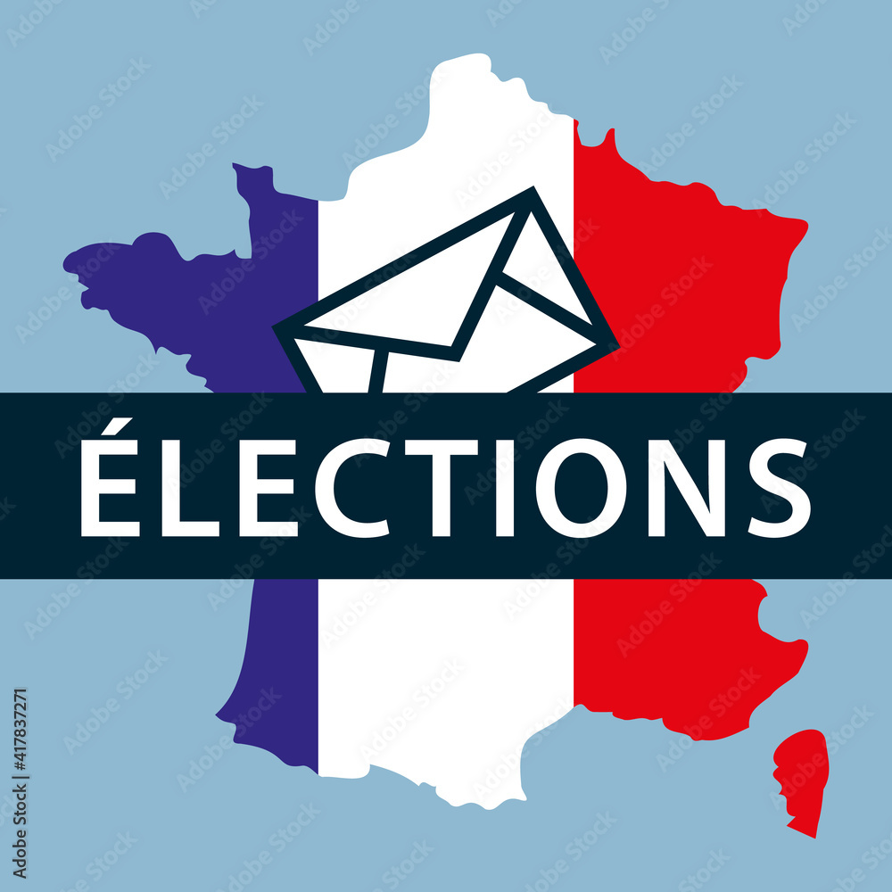 Elections. Carte de France aux couleurs du drapeau français avec ...