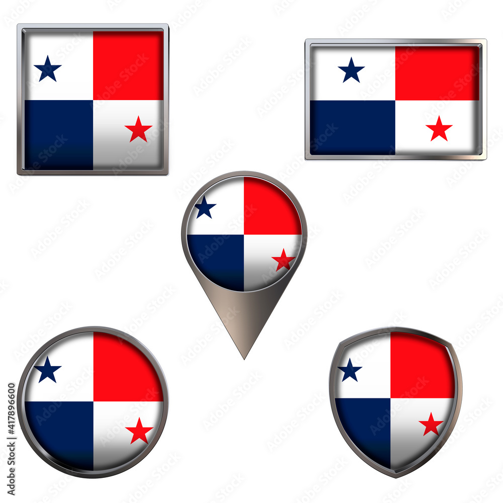 Various flags of the Republic of Panama. Realistic national flag in ...