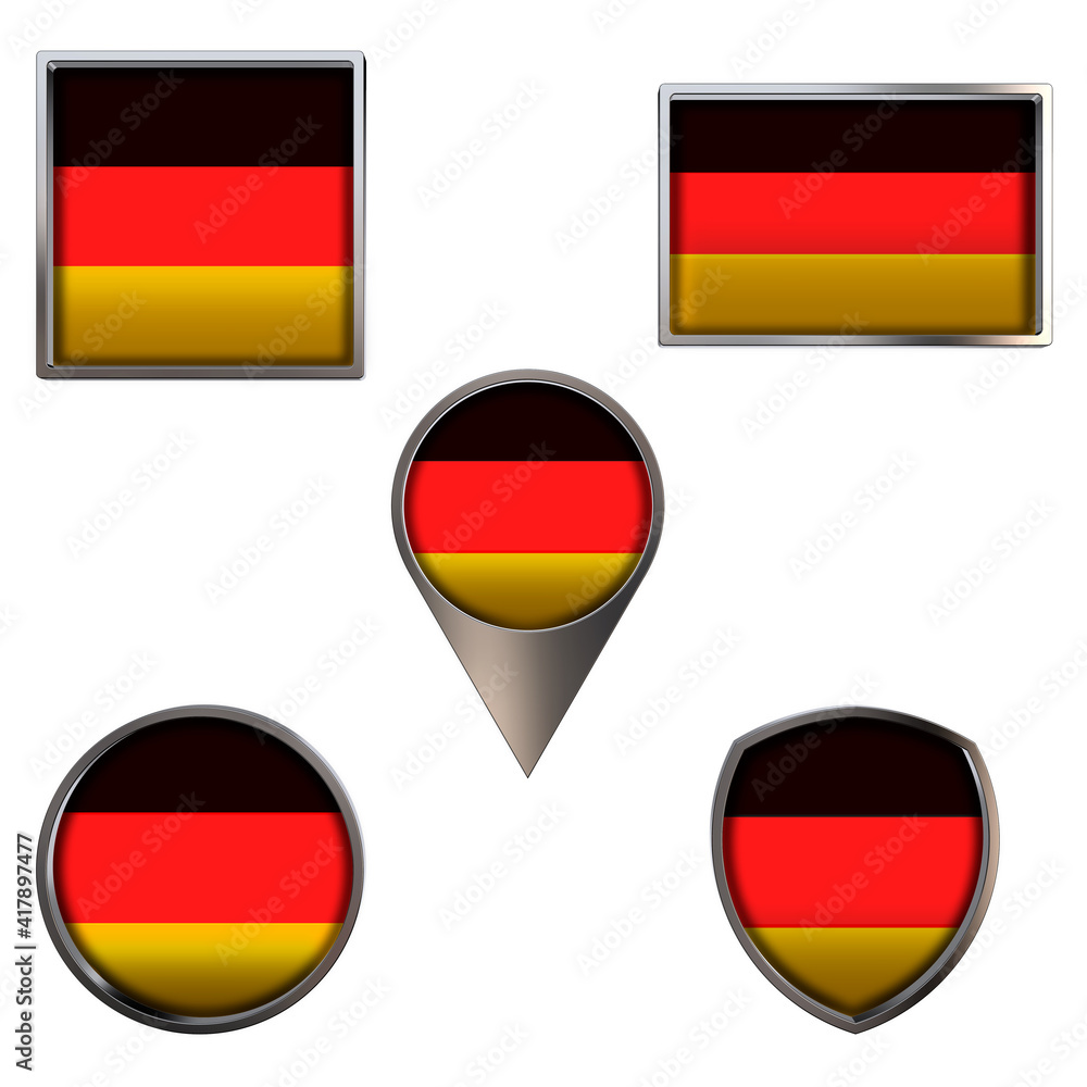 Various flags of the Federal Republic of Germany. Realistic national ...