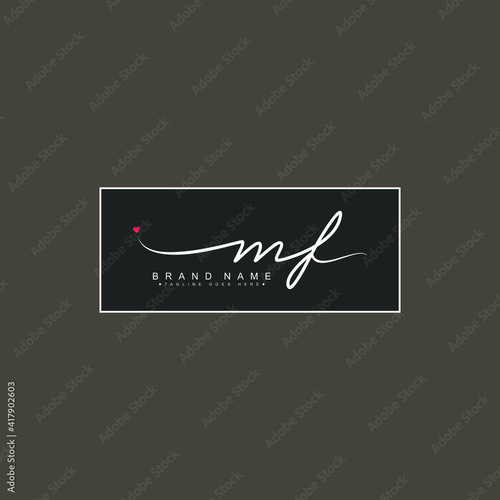 Initial Letter MF Logo - Handwritten Signature Style Logo Stock Vector ...