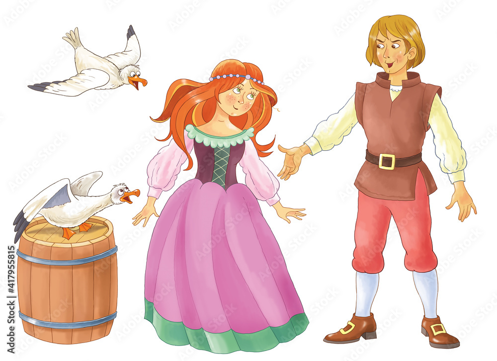The little mermaid. Fairy tale. Coloring page. Illustration for ...