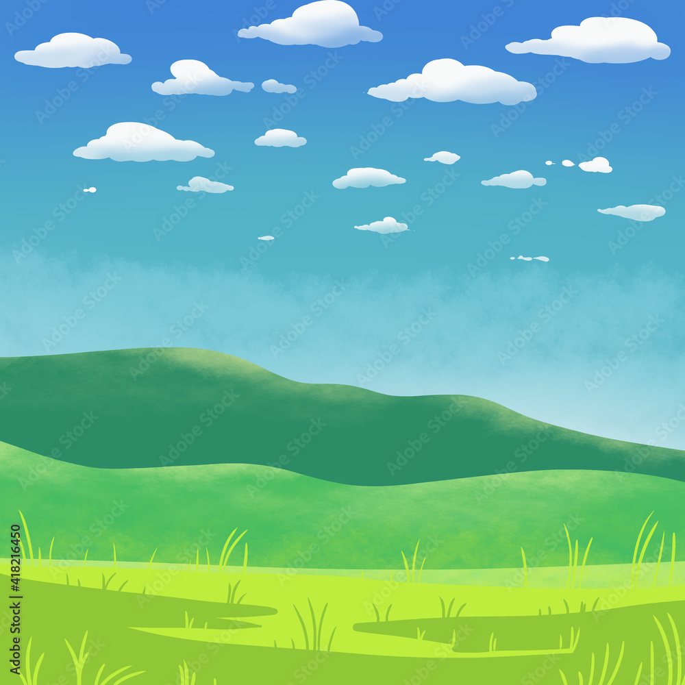 Cartoon Landscape art illustration kids book cover design Stock ...
