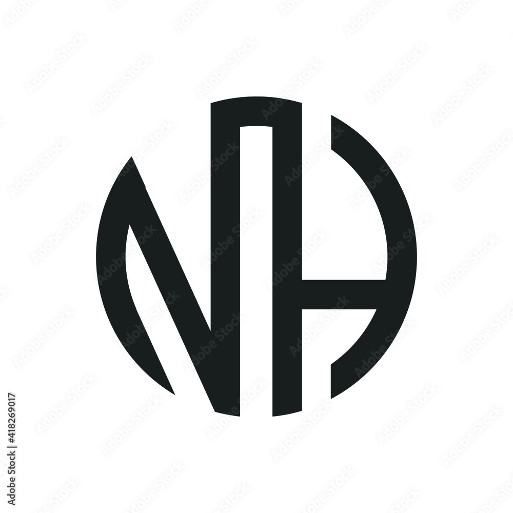Creative abstract letter hn logo design. Linked letter nh logo design ...