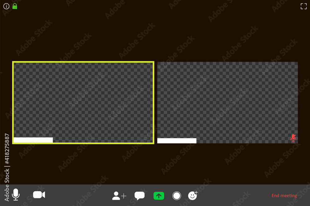 Screen video conference. Video call interface. Online meeting template ...