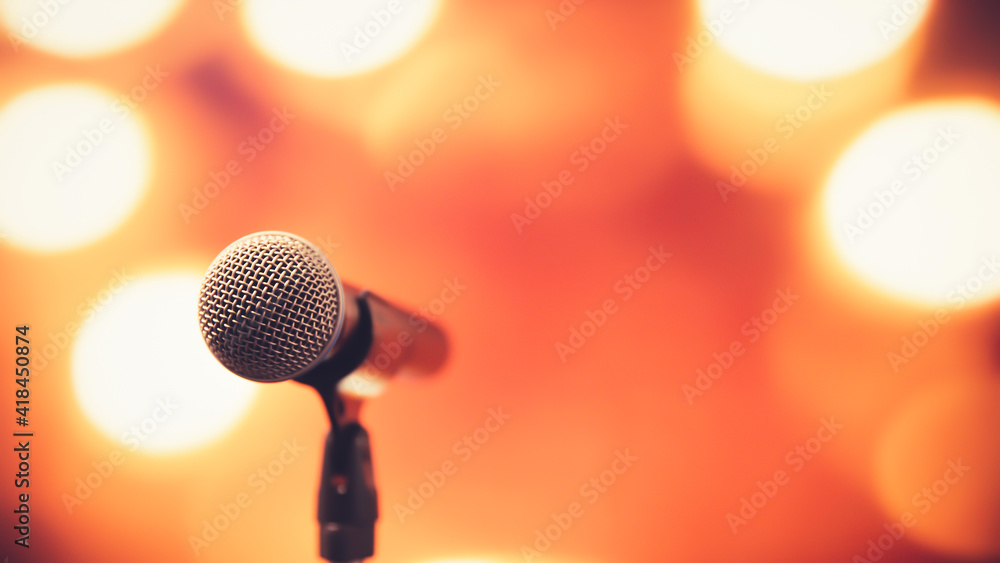 Public speaking backgrounds, Close-up the microphone on stand for ...