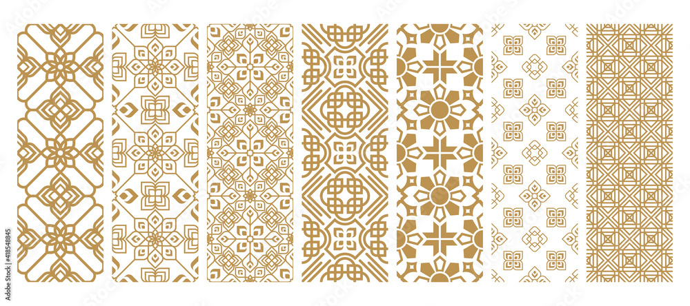 Set islamic oriental ornamental floral geometric arabesque seamless ...