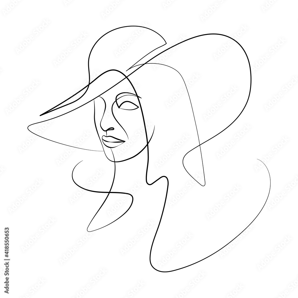 Vector Illustration of Beautiful Female Line Art Drawing. Good for ...