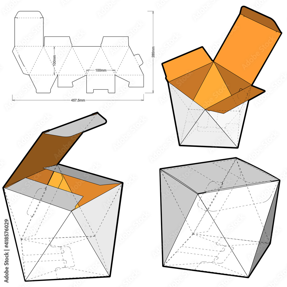 Diamond Gift Box and Die-cut Pattern. The .eps file is full scale and ...