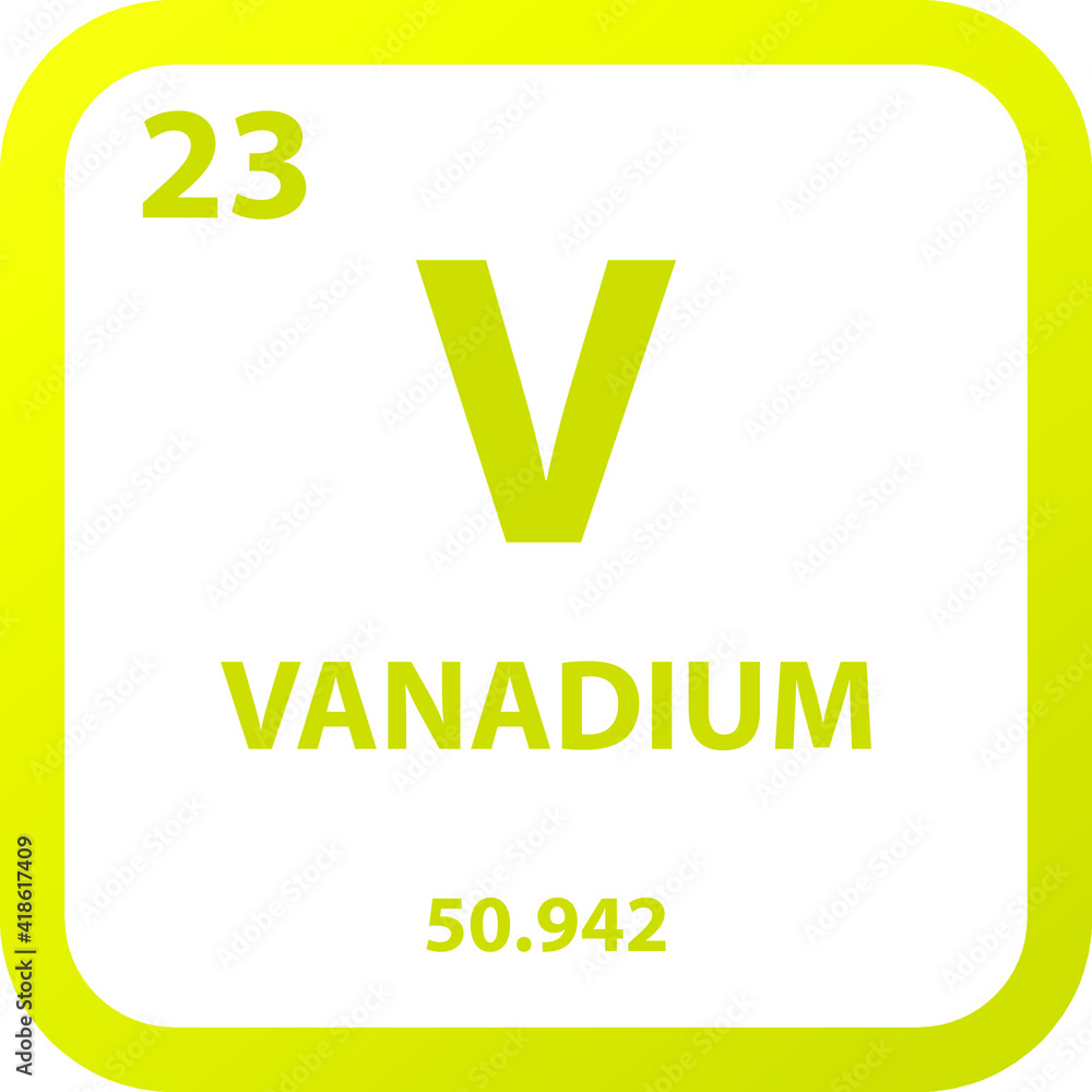 Vanadium V Transition metal Chemical Element vector illustration ...