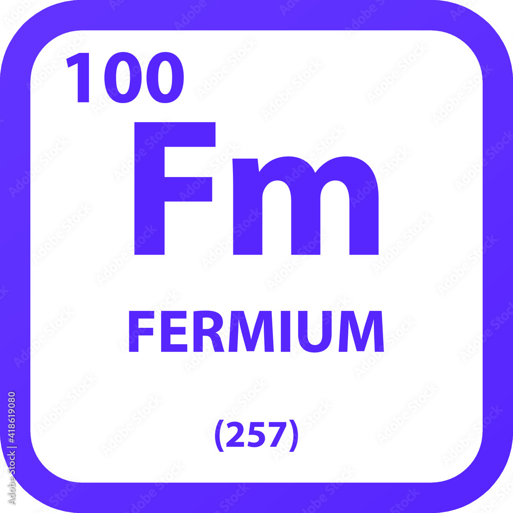 Fermium Fm Actinoid Chemical Element vector illustration diagram, with ...