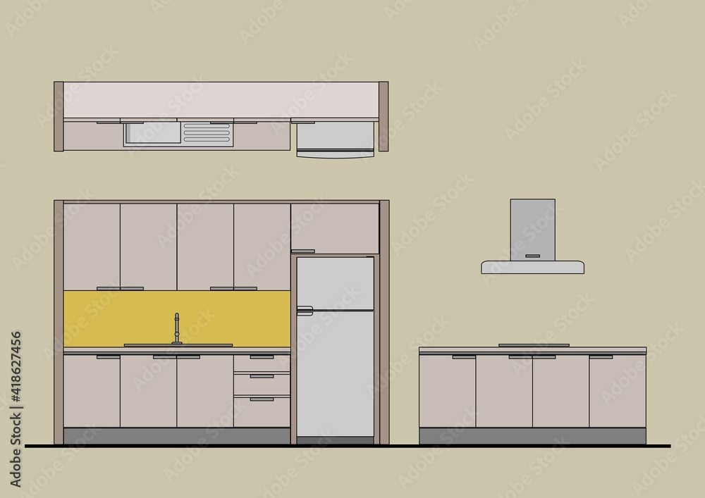 Vector CAD Blocks style Kitchen cabinet used in architecture ...