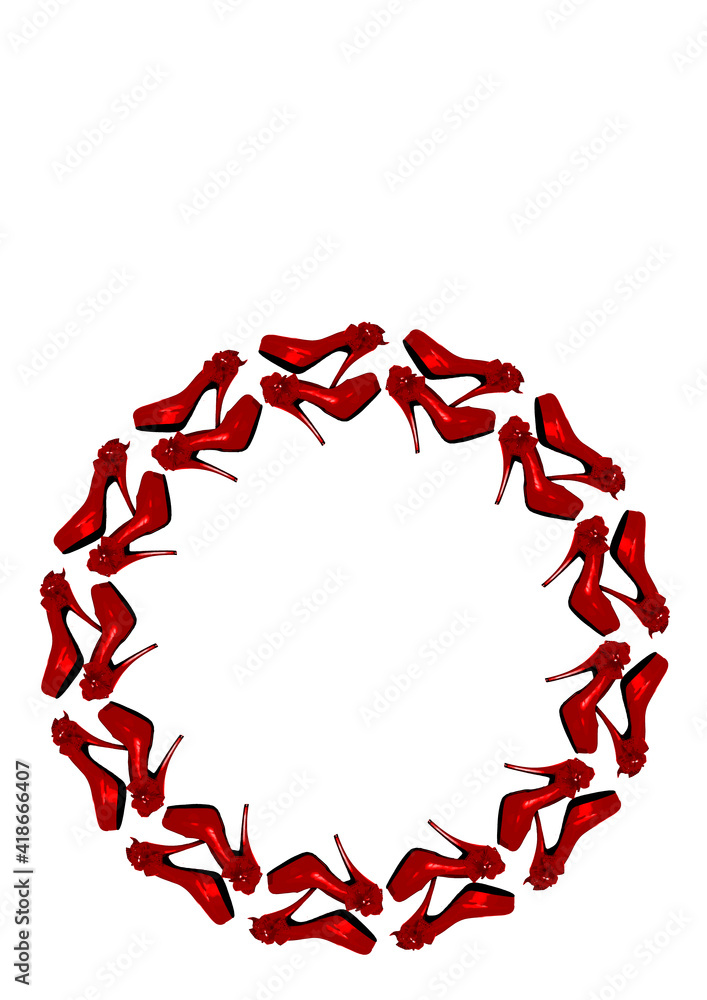 Frames on a white background A4, vertical - Dressed red shoes on the ...