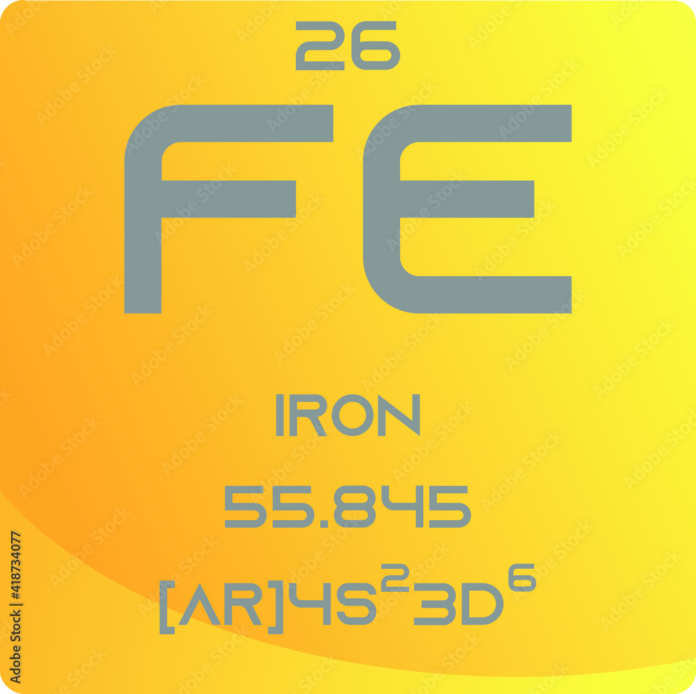 Iron Fe Transition metal Chemical Element vector illustration diagram ...
