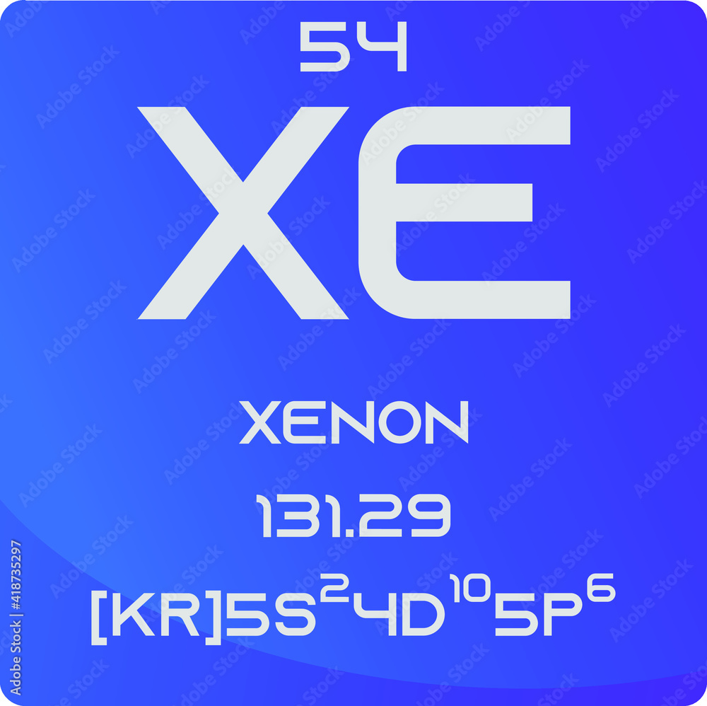 Xenon Xe Noble gas Chemical Element vector illustration diagram, with ...