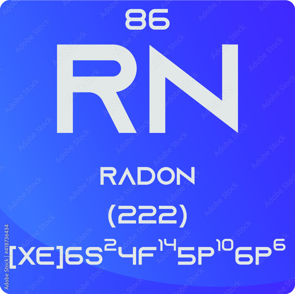Radon Rn Noble gas Chemical Element vector illustration diagram, with ...
