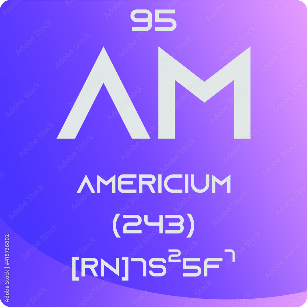 Americium Am Actinoid Chemical Element vector illustration diagram ...
