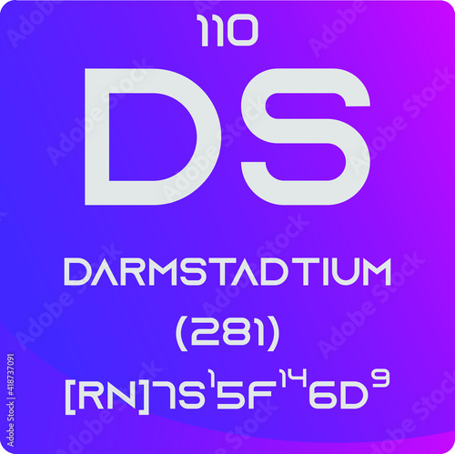 Darmstadtium Ds Chemical Element vector illustration diagram, with ...
