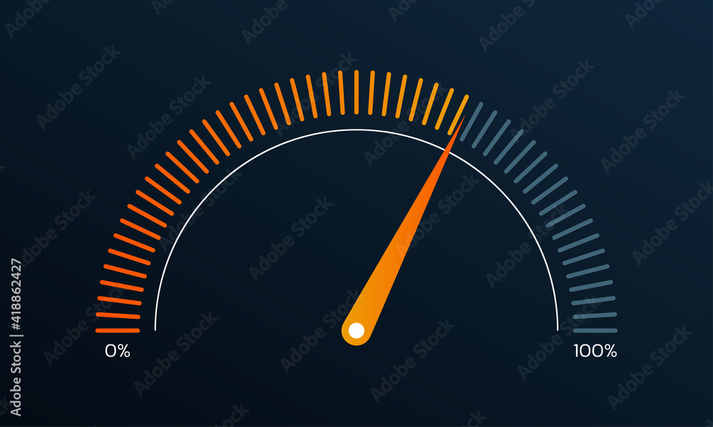 Image vectorielle Stock Gauge or meter indicator. Speedometer icon with ...