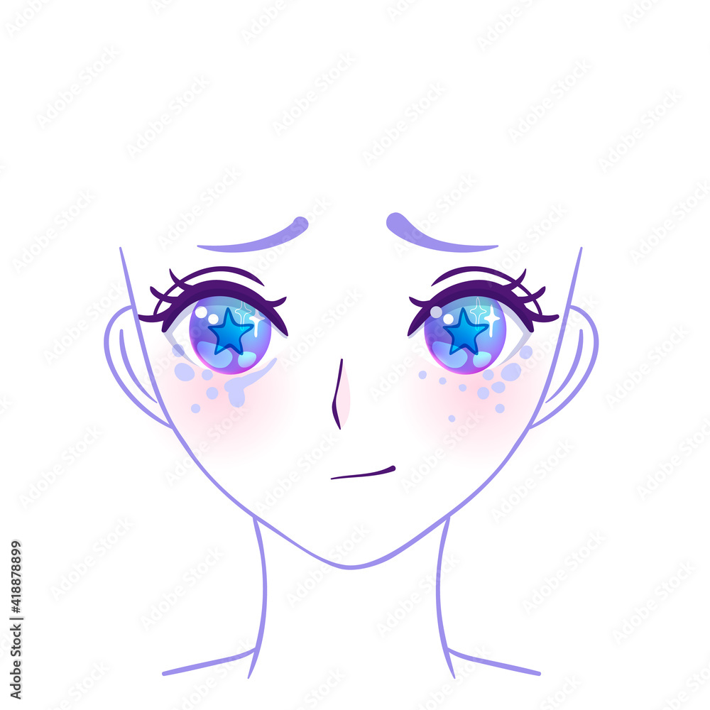 Vetor Manga face. Colorful eyes in anime style with shiny light ...