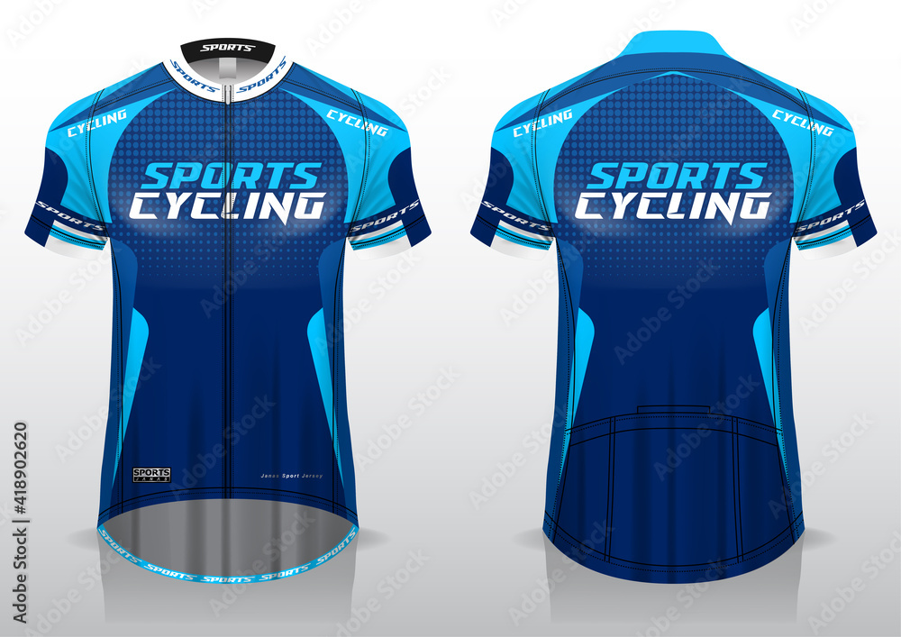 jersey bicycle front and back view, sporty design ready to print in ...