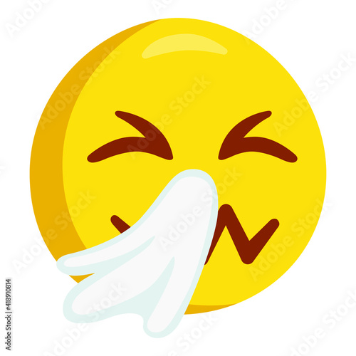 Sneezing Face Emoji Icon Illustration. Gesundheit Symbol Emoticon ...