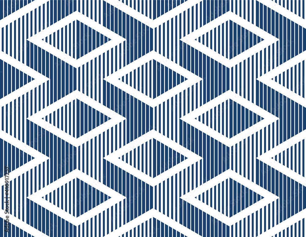 Seamless Isometric Lines Geometric Pattern 3d Cubes Vector Tiling