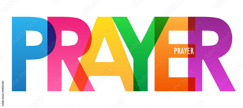 PRAYER colorful vector typography banner isolated on white background ...