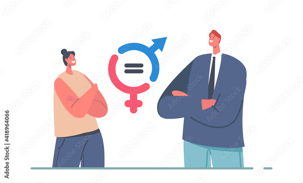 Gender Balance and Equality Concept. Businessman and Businesswoman ...