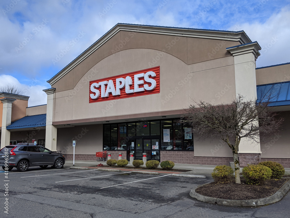 Redmond, WA USA - circa March 2021: Street view of the exterior to a ...
