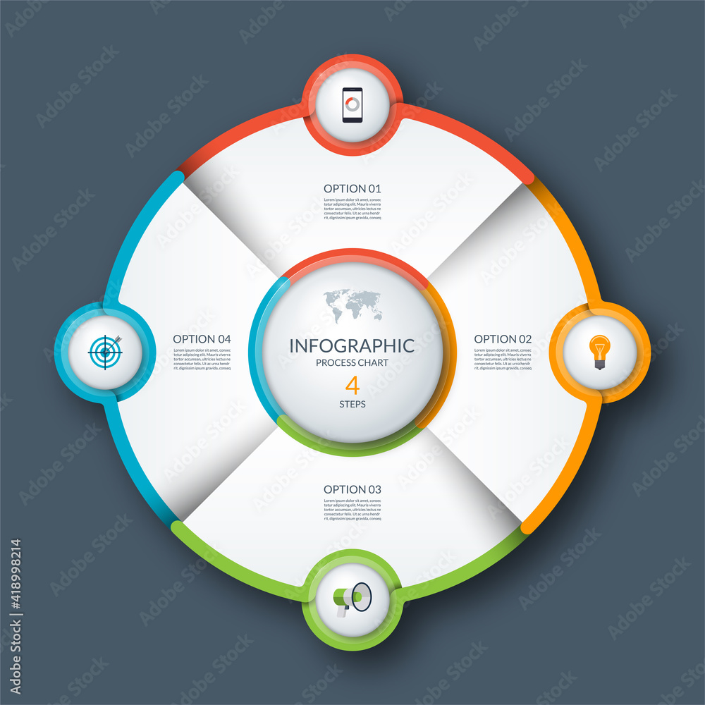 Infographic circle, process chart, cycle diagram. 4 steps. Vector ...