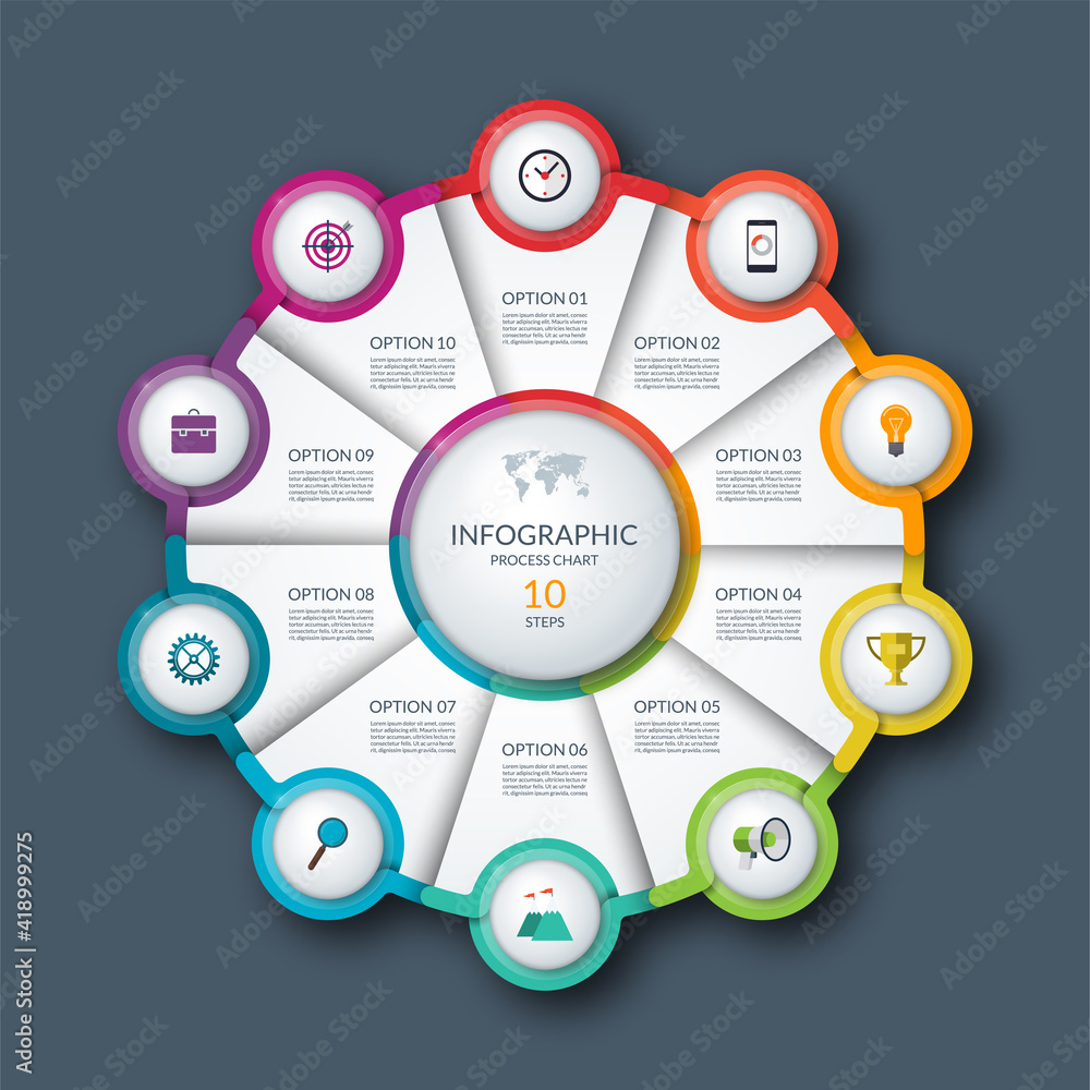 Infographic circle, process chart, cycle diagram. 10 steps. Vector ...