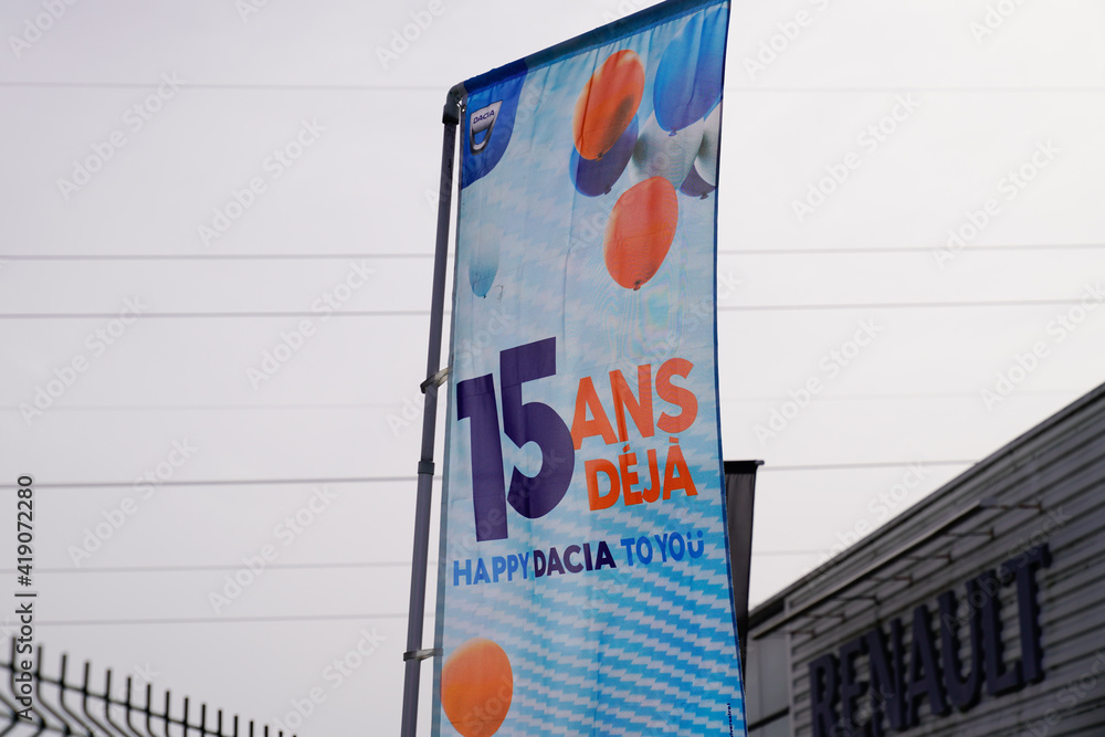 Dacia sign logo and text for anniversary birthday brand 15 th year on ...