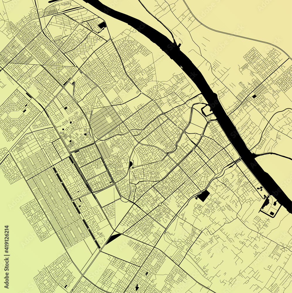 Basra, Al-Basrah, Iraq (IRQ) - Urban vector city map with parks, rail ...