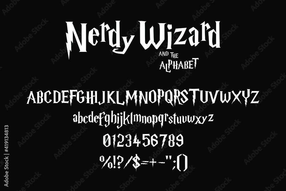 Lightning alphabet with sharp edges for nerdy wizard titles. Vector ...