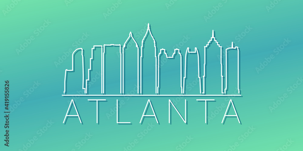 Atlanta, GA, USA Skyline Linear Design. Flat City Illustration Minimal ...