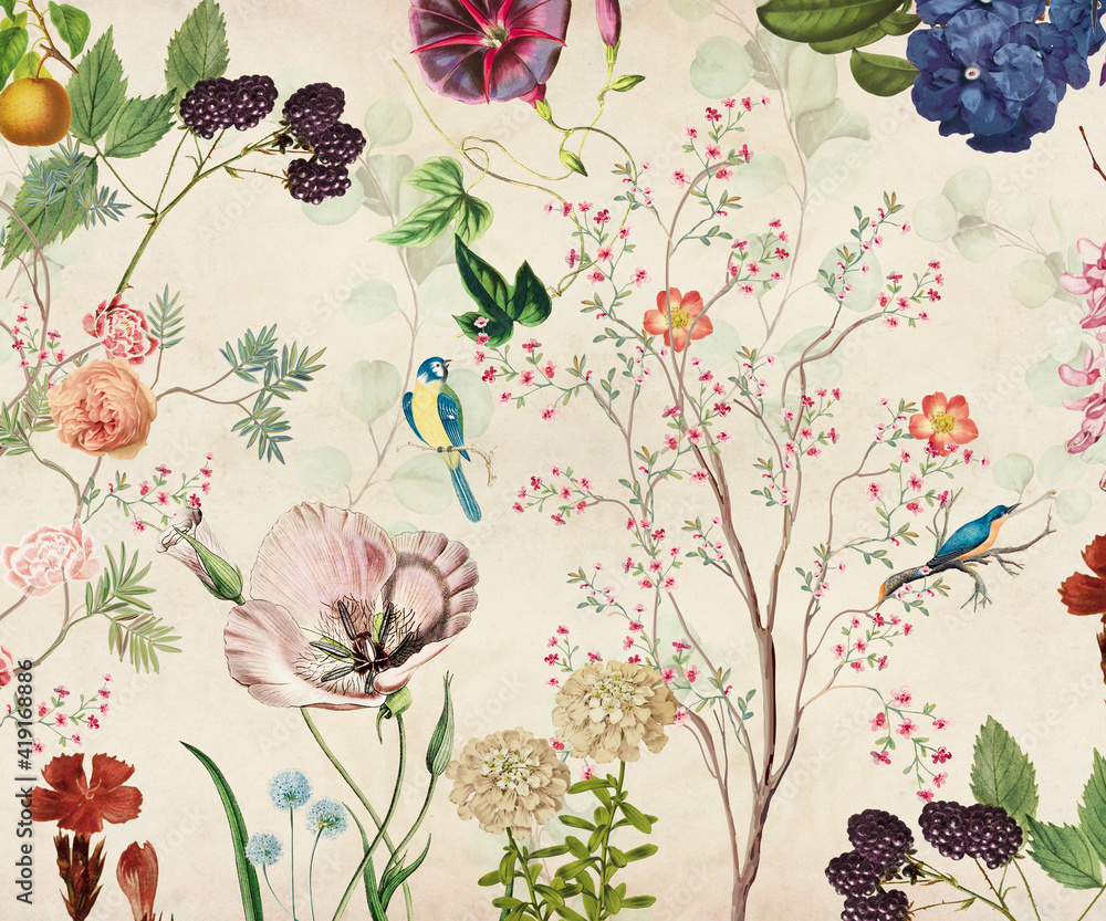 Botanical garden pastel colors Stock Illustration | Adobe Stock