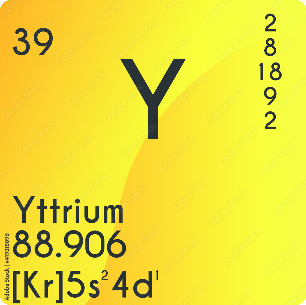 Yttrium Y Transition metal Chemical Element vector illustration diagram ...