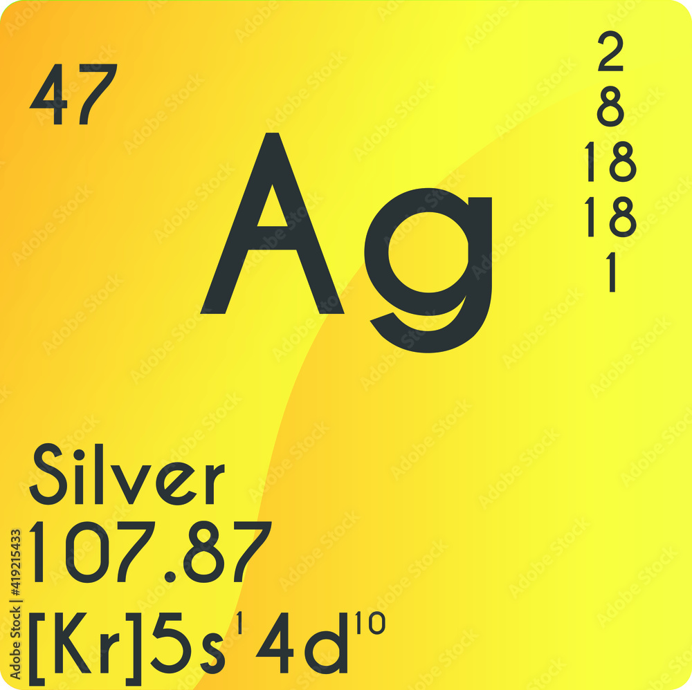 Silver Ag Transition metal Chemical Element vector illustration diagram ...