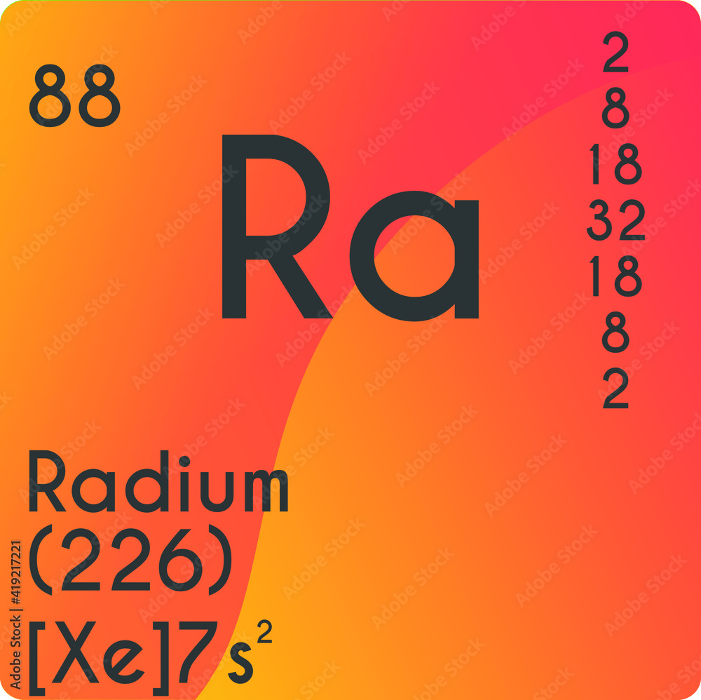 Radium Ra Alkaline earth metal Chemical Element vector illustration ...